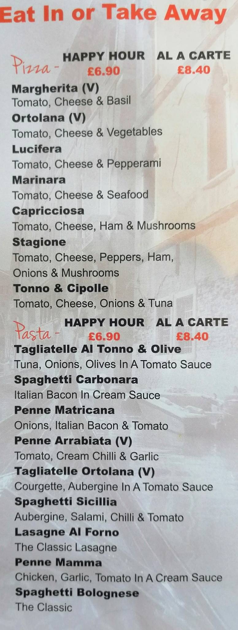Menu at Aperitif restaurant, Sunderland