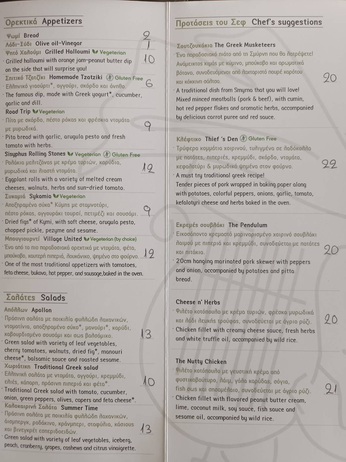 Menu at Apollon Garden Restaurant, Paros