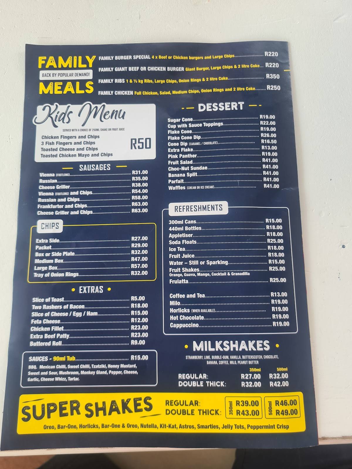 Menu at Apollo Roadhouse and Diner restaurant, Edenvale