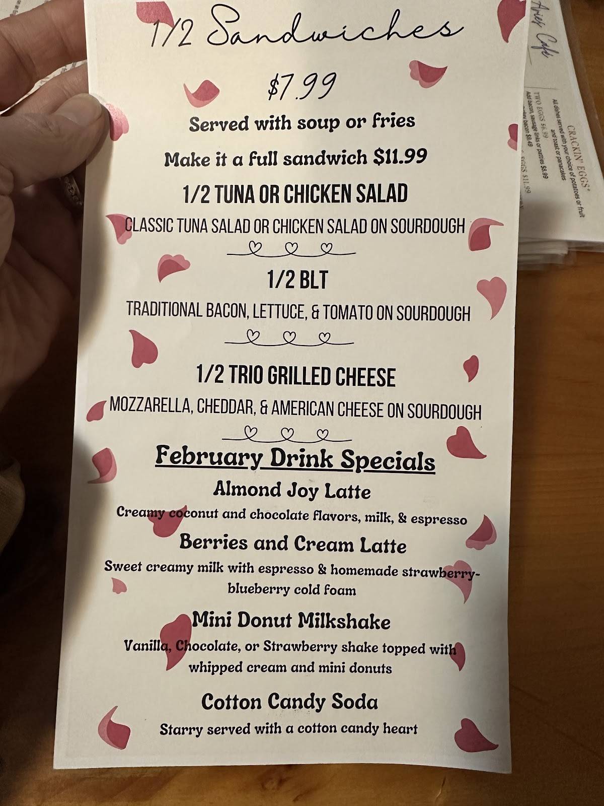 Menu at Aries Café restaurant, Racine