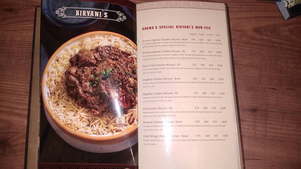 Menu at Aroma's Hyderabad House, Pune, House 520