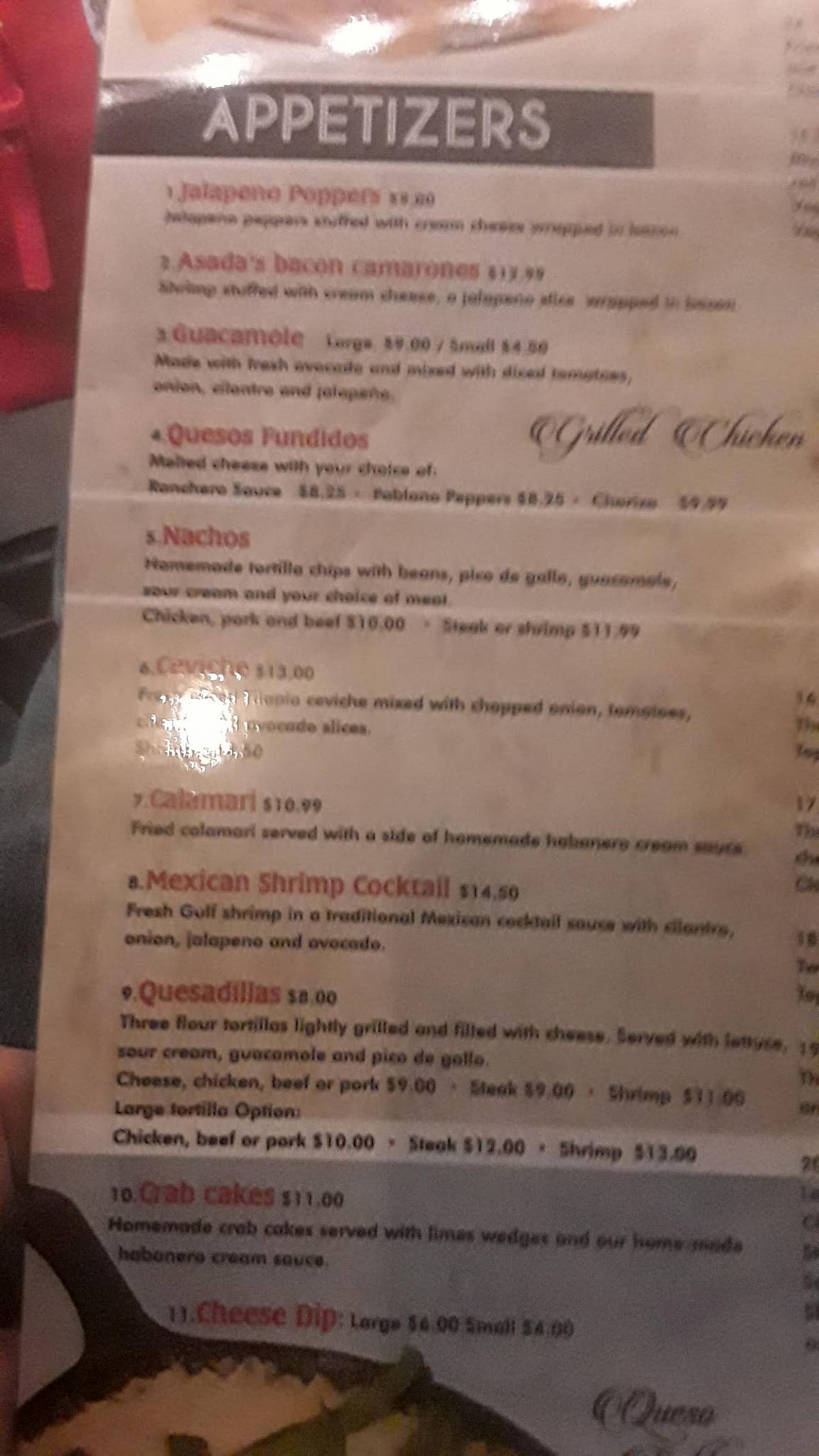 Menu at Asada Grill & Cantina restaurant, Highland, W 45th St