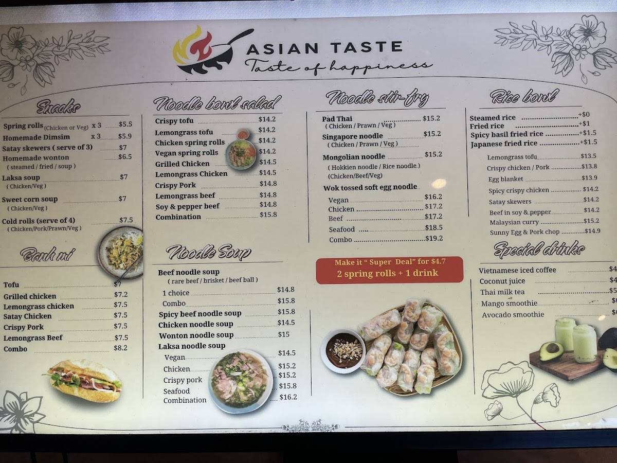 Menu at Asian Taste Vietnamese cuisine restaurant, Brooklyn Park