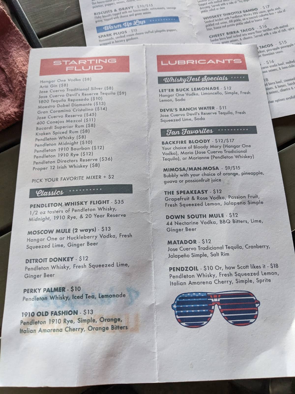 Menu at BackFire Station LLC restaurant, Pendleton
