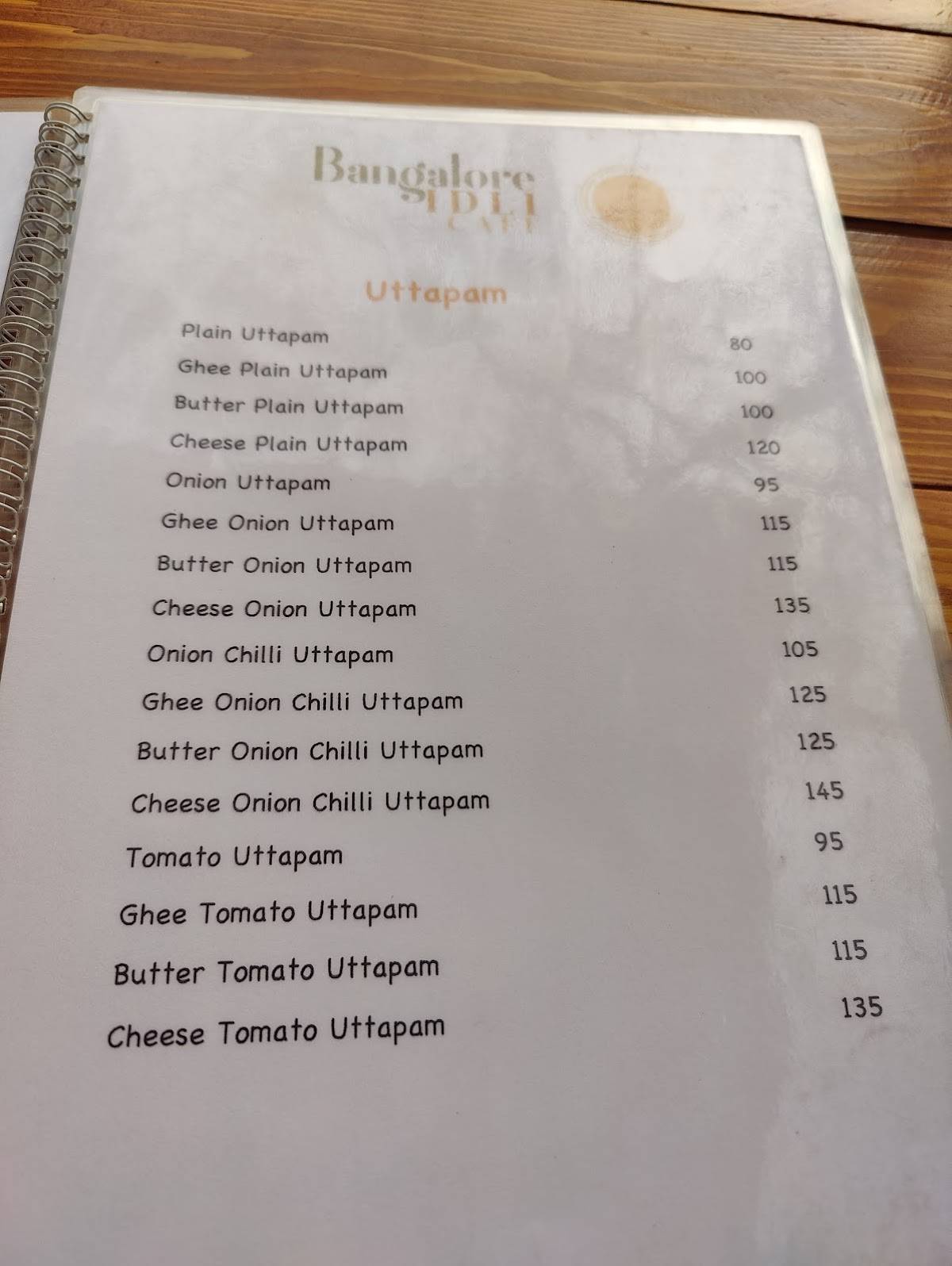 Menu at Bangalore IDLI CAFE, Pune