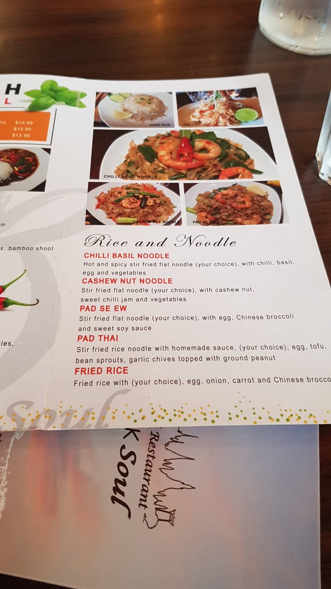 Menu at Bangkok Soul Thai Restaurant, Manly Vale