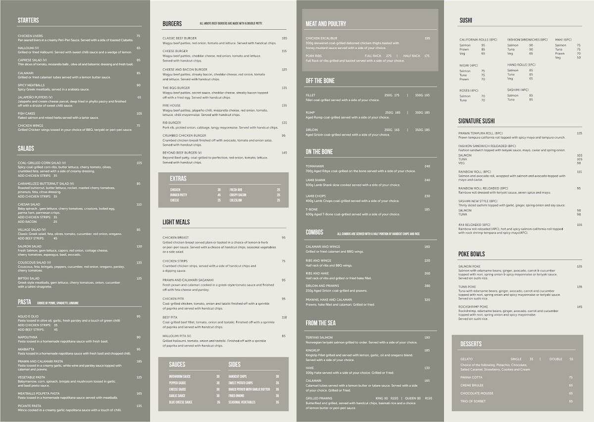 Menu at Bar Q Grill, Boksburg