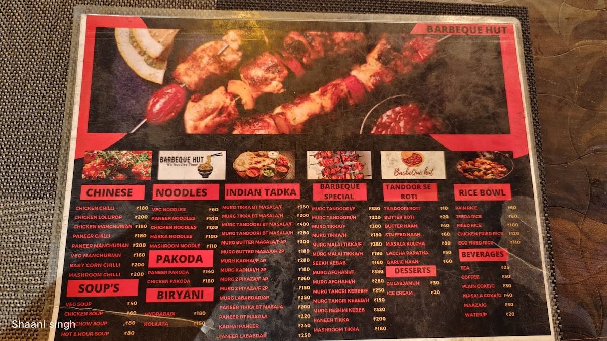 Menu at Barbeque Hut, Purnea
