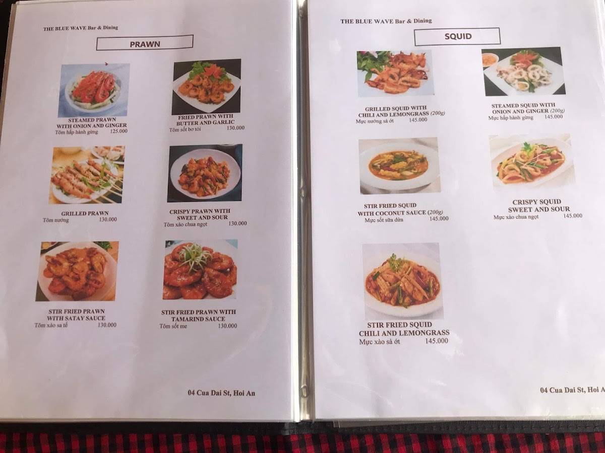 Menu at Blue Wave Restaurant & Cafe Hoi An, Hoi An, 04 Cửa Đại