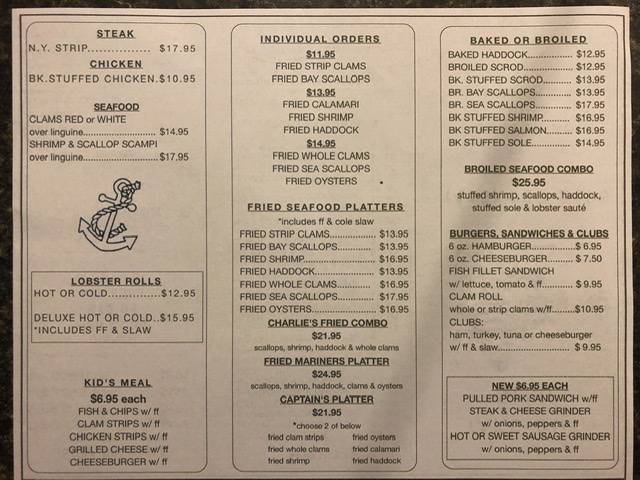Menu at C J's Restaurant, Palmer, 371 Wilbraham St