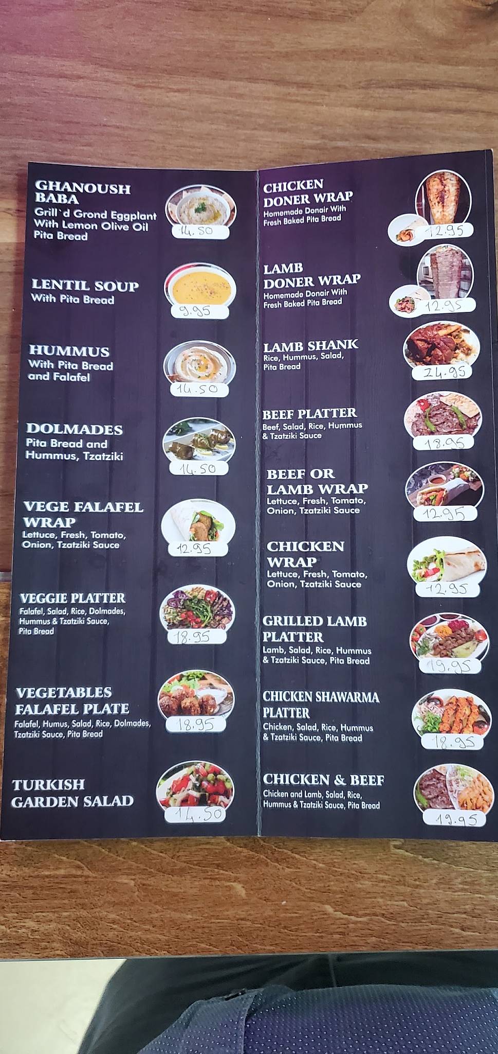 Menu at CLEOPATRA RESTAURANT, Summerland