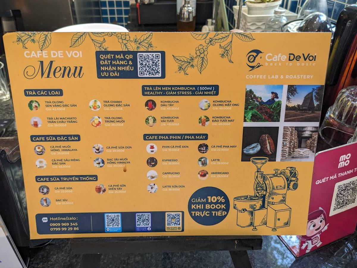 Menu at Cafe De Voi, Ho Chi Minh City