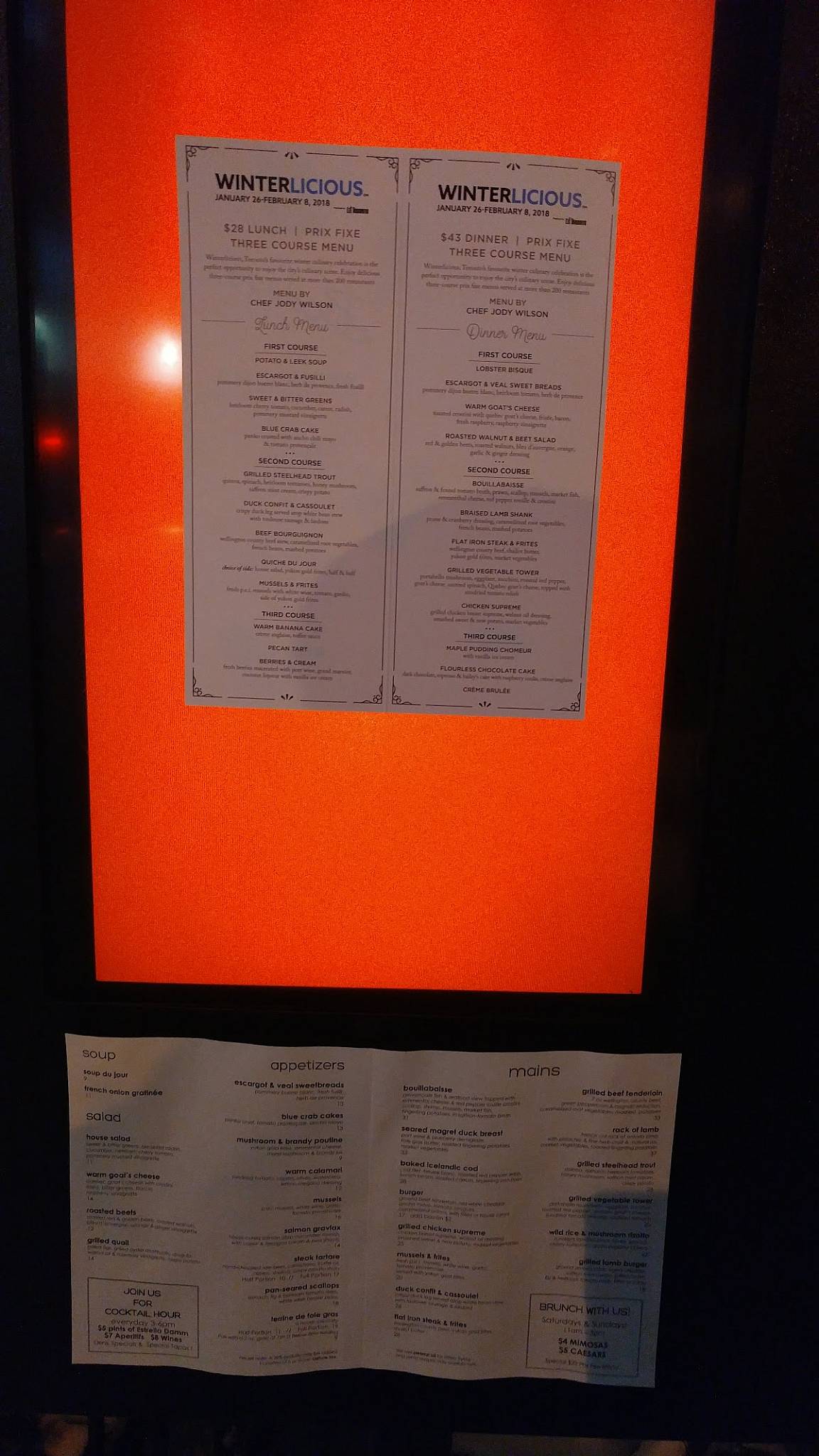 Menu at Cafe La Gaffe, Toronto
