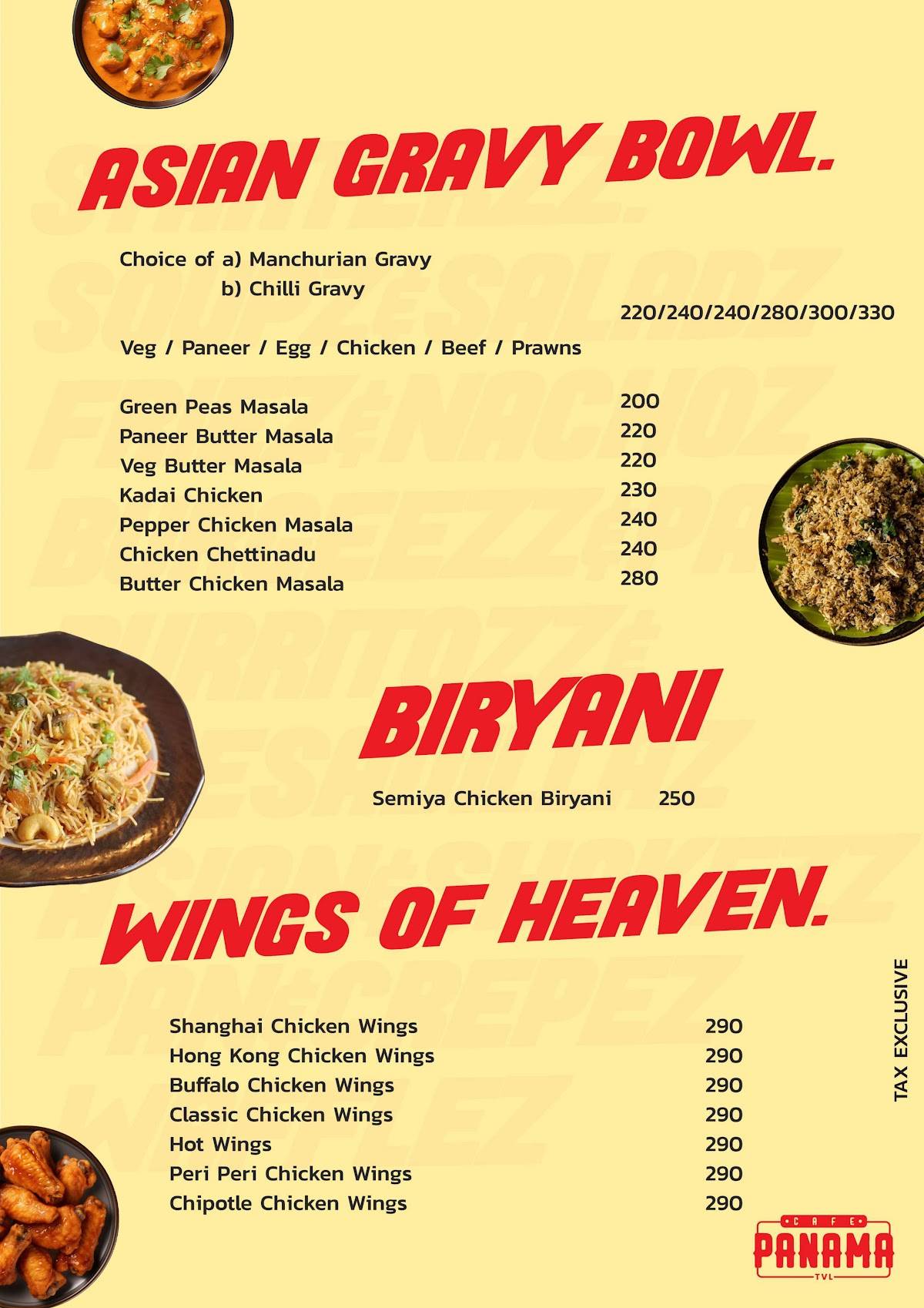 Menu at Cafe Panama - Tirunelveli, Tirunelveli