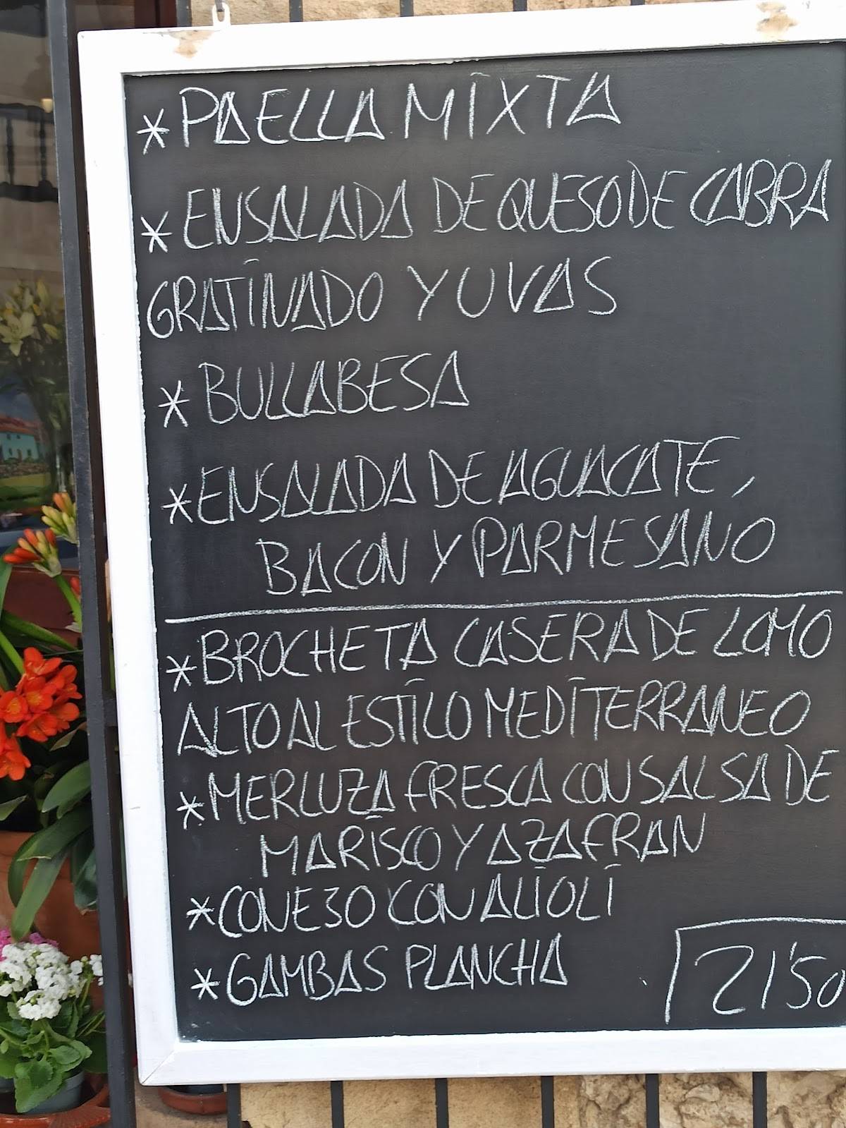 Menu at Restaurant Celler El Molí, Pollença