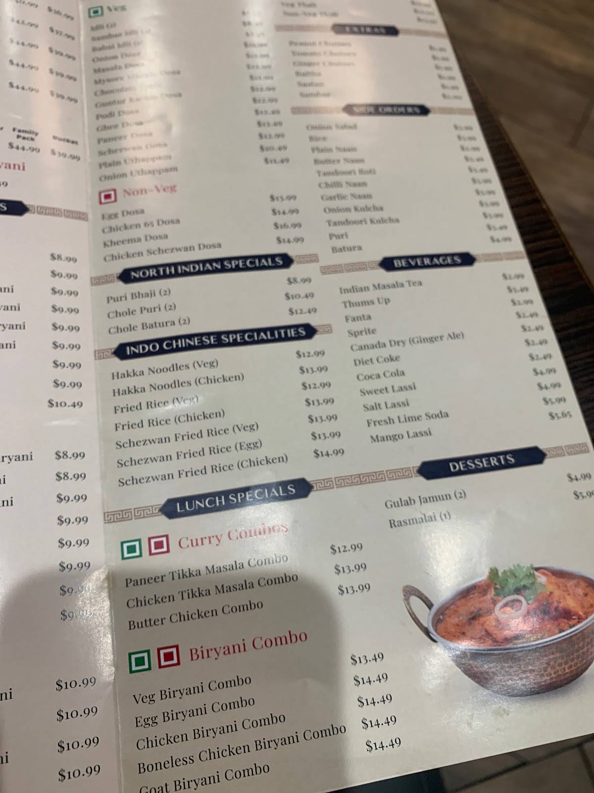 Menu at Charminar Indian Cuisine Windsor restaurant, Windsor