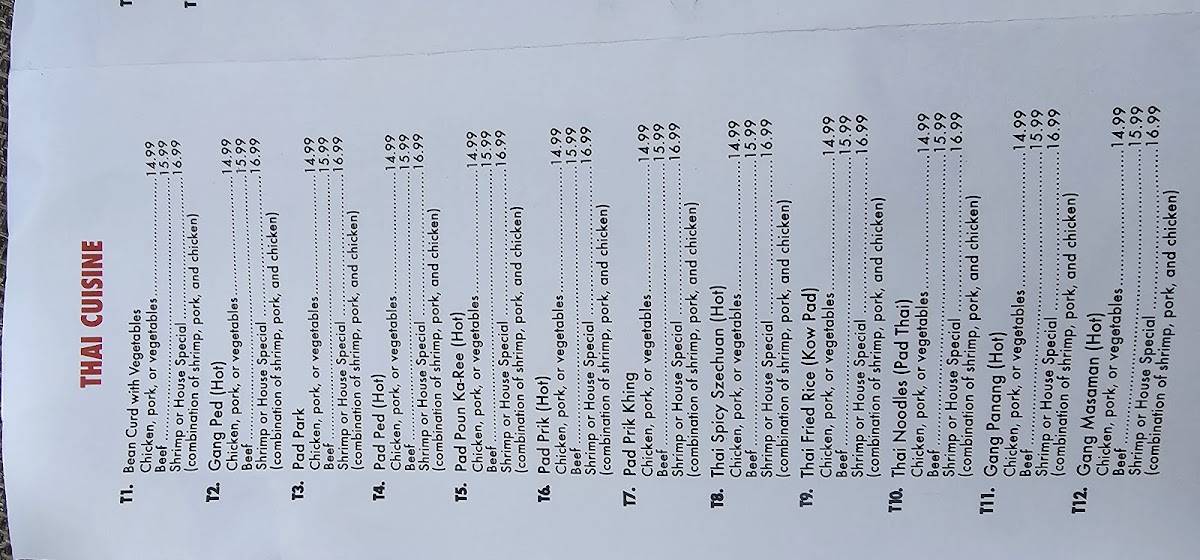 Menu at Chee Peng Chinese Restaurant, Lake Odessa