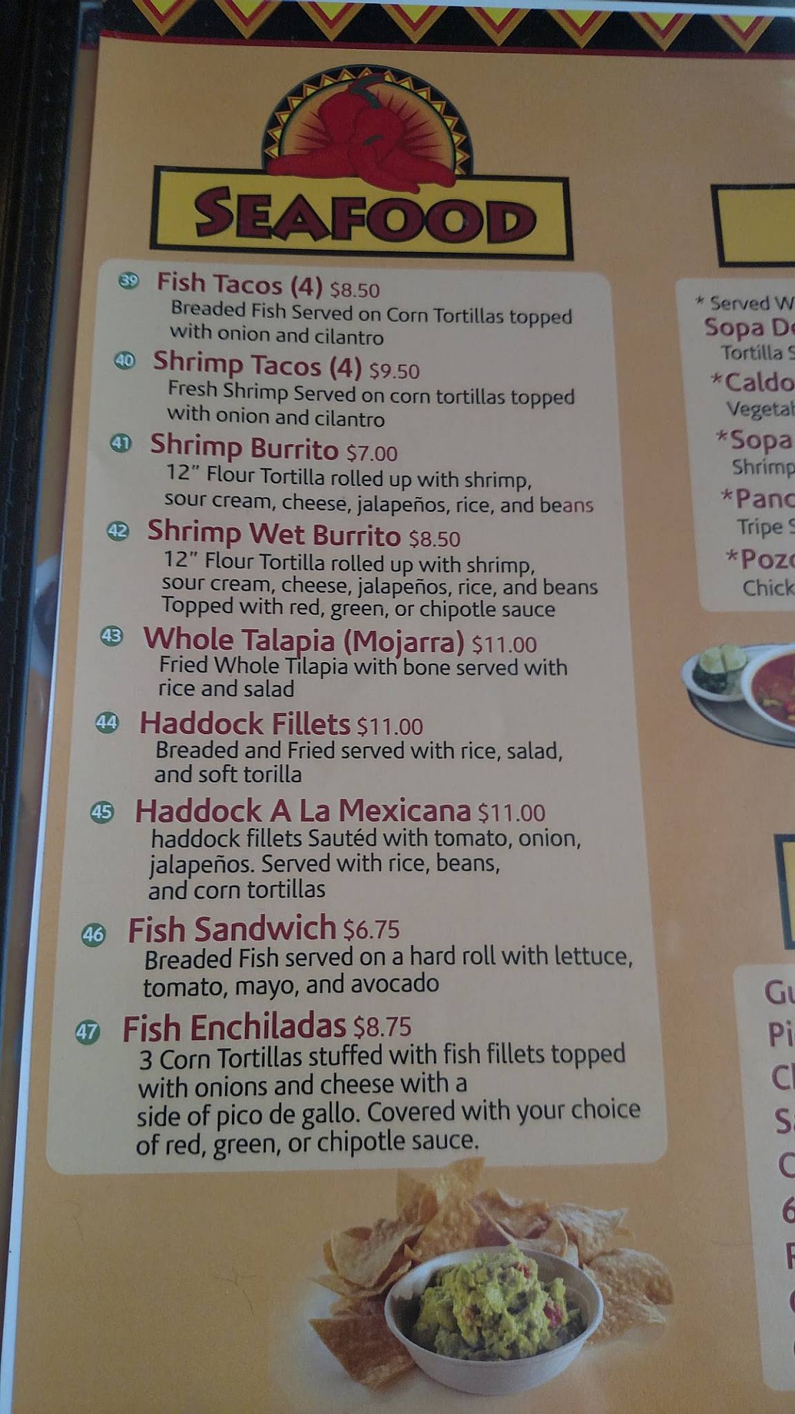 Menu at Chicano's Restaurant, Scranton, 427 Cedar Ave