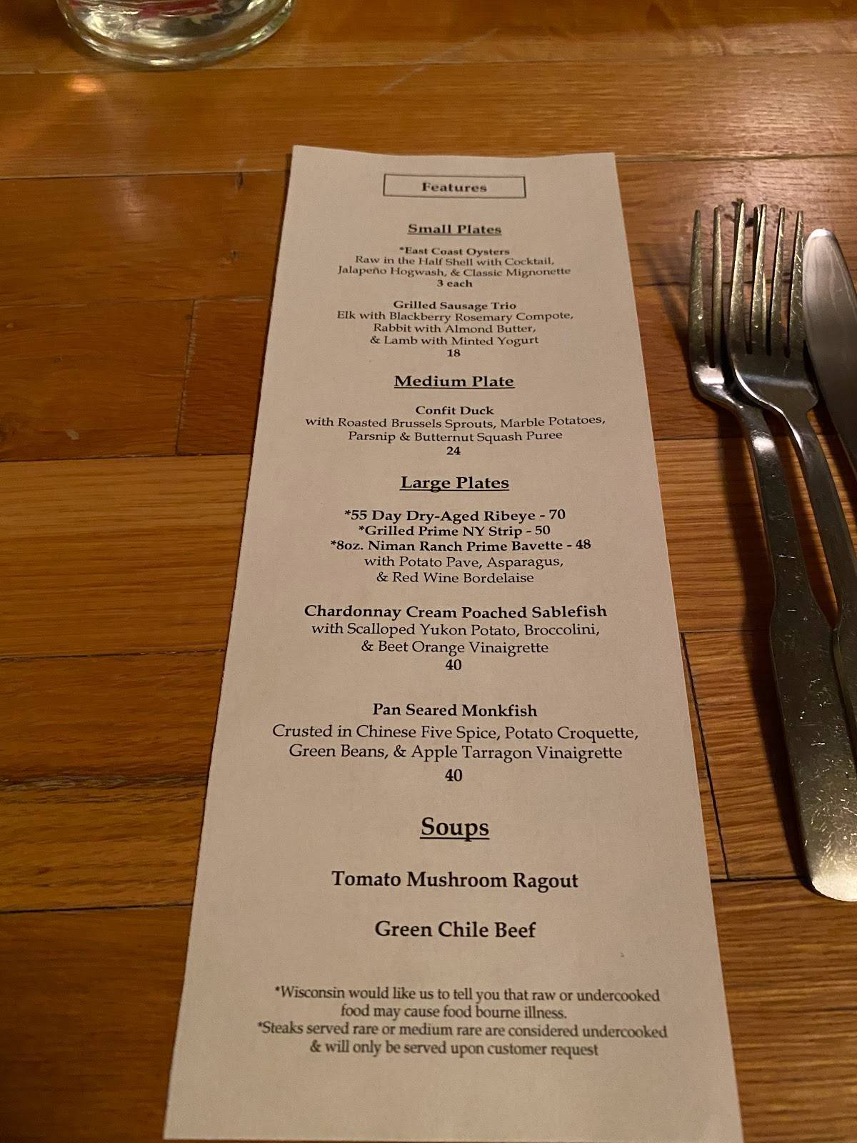 Menu at Chives Restaurant, Suamico