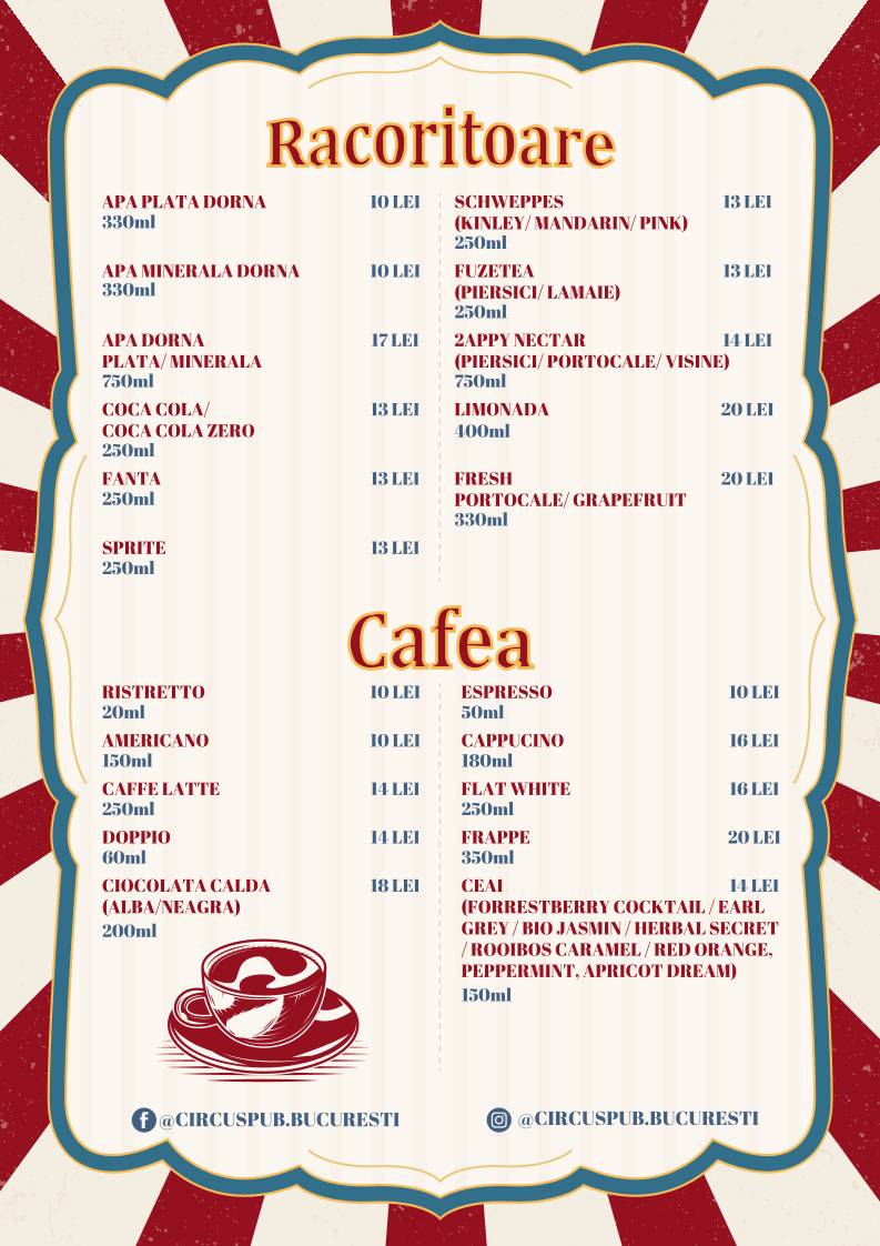 Speisekarte von Circus Döner, Bukarest