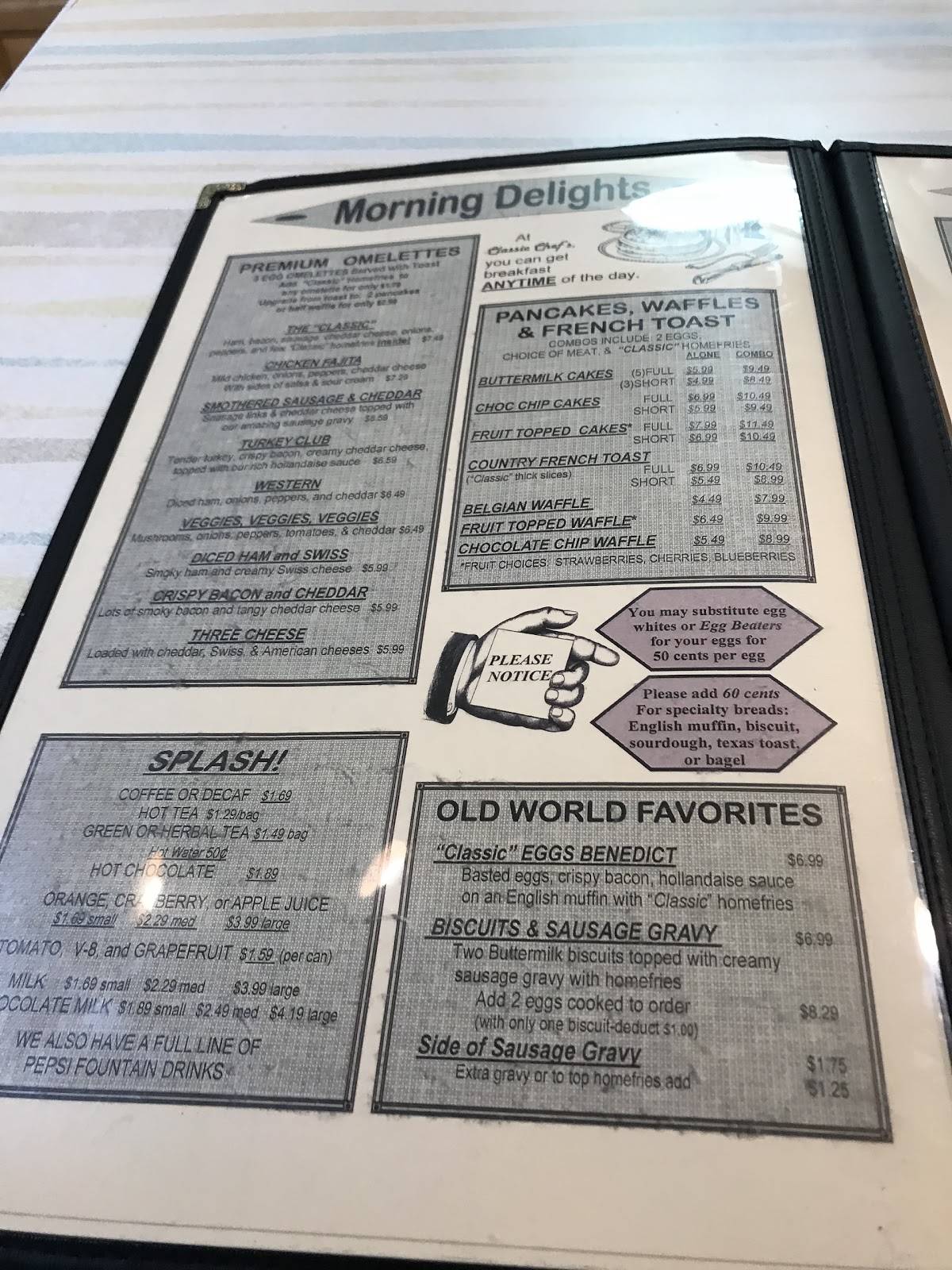 Menu at Classic Chef's restaurant, Montour Falls, 380 N Catherine