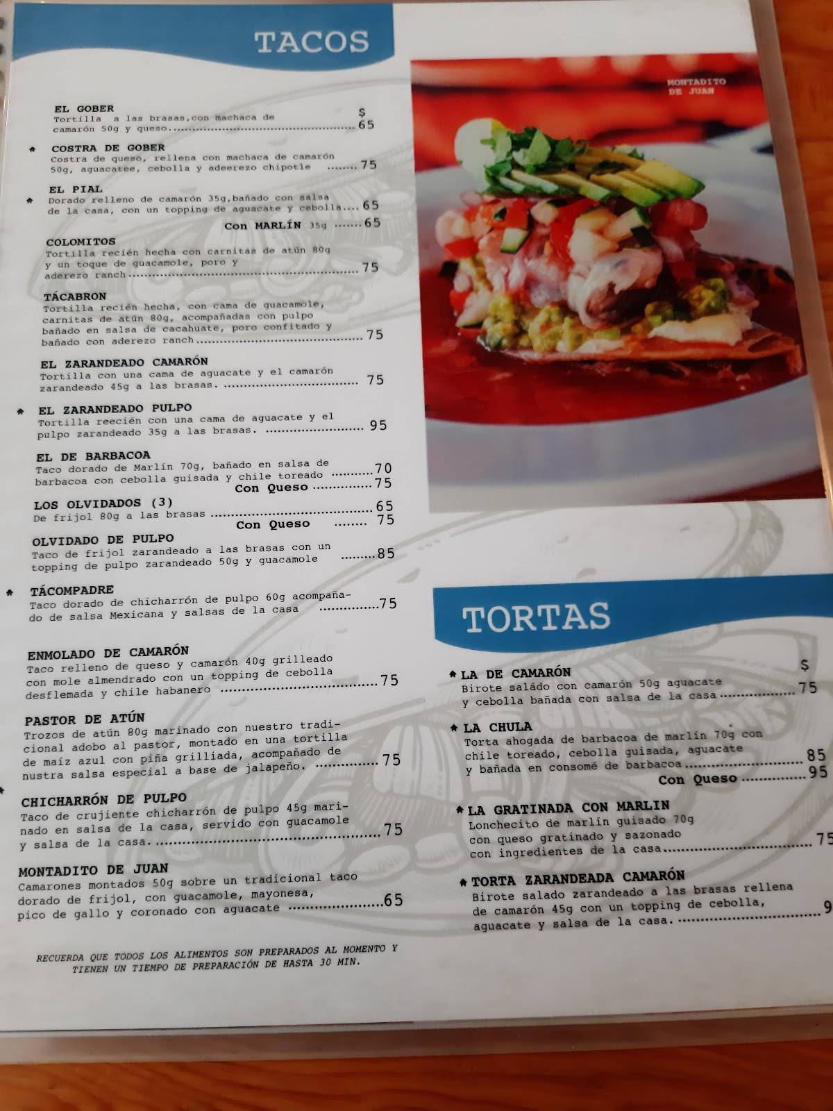 Carta del restaurante Colomitos Cocina del Mar, Guadalajara