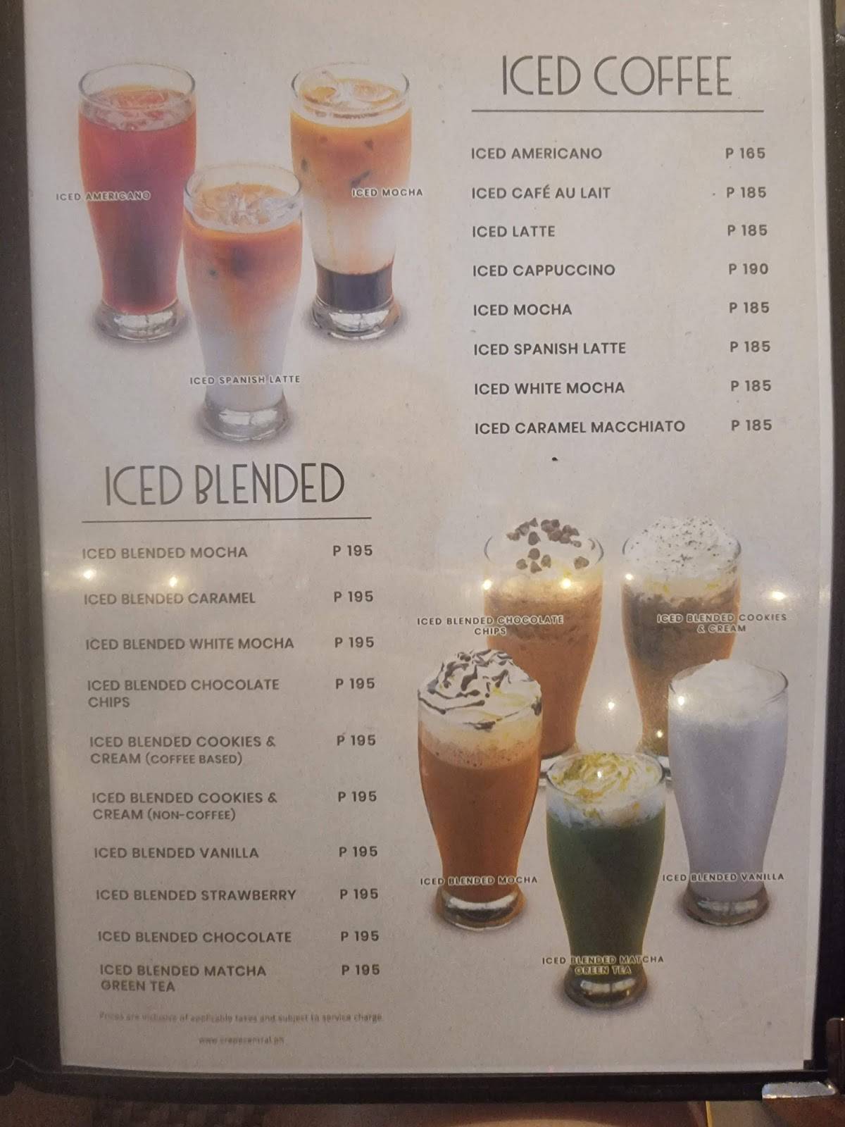 Menu at Crêpe Central restaurant, Quezon City
