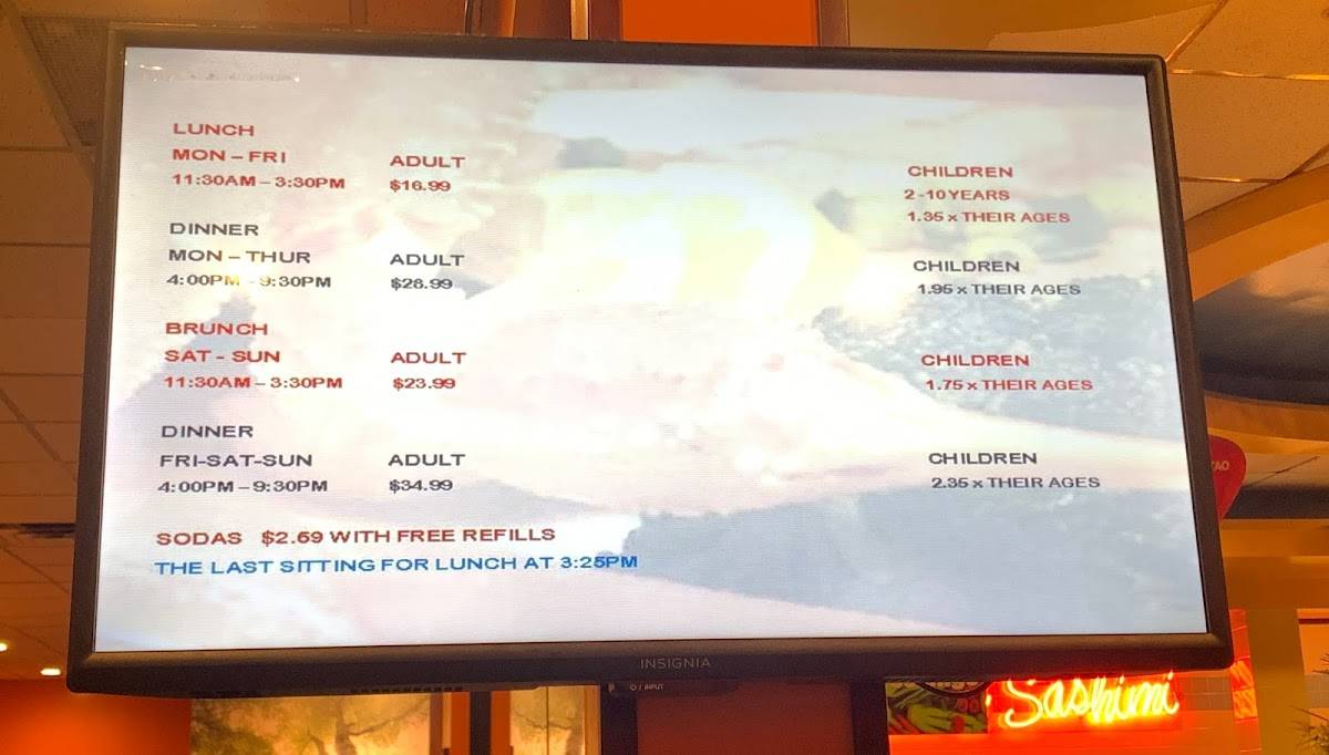 Menu at DJ's International Buffet restaurant, Garden City