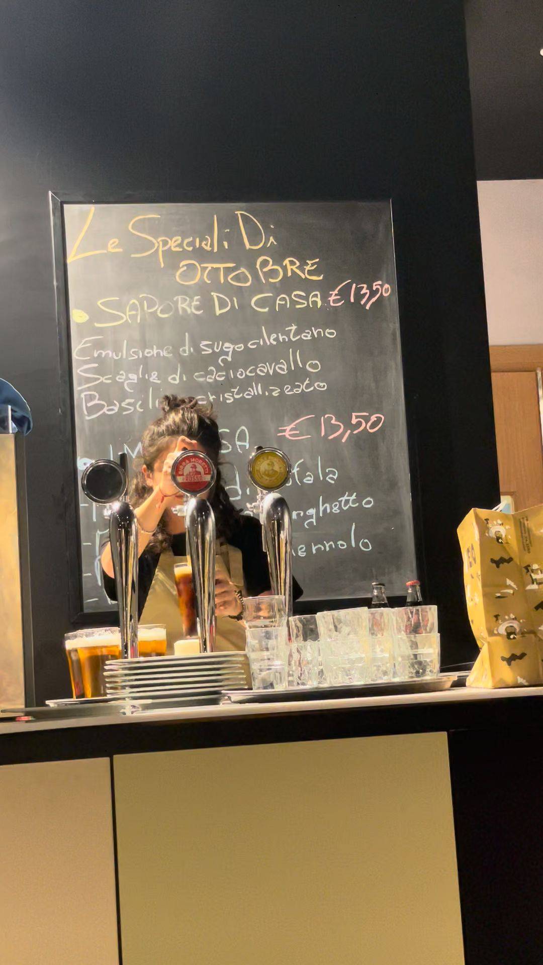 Menu at Da Zero restaurant, Bologna