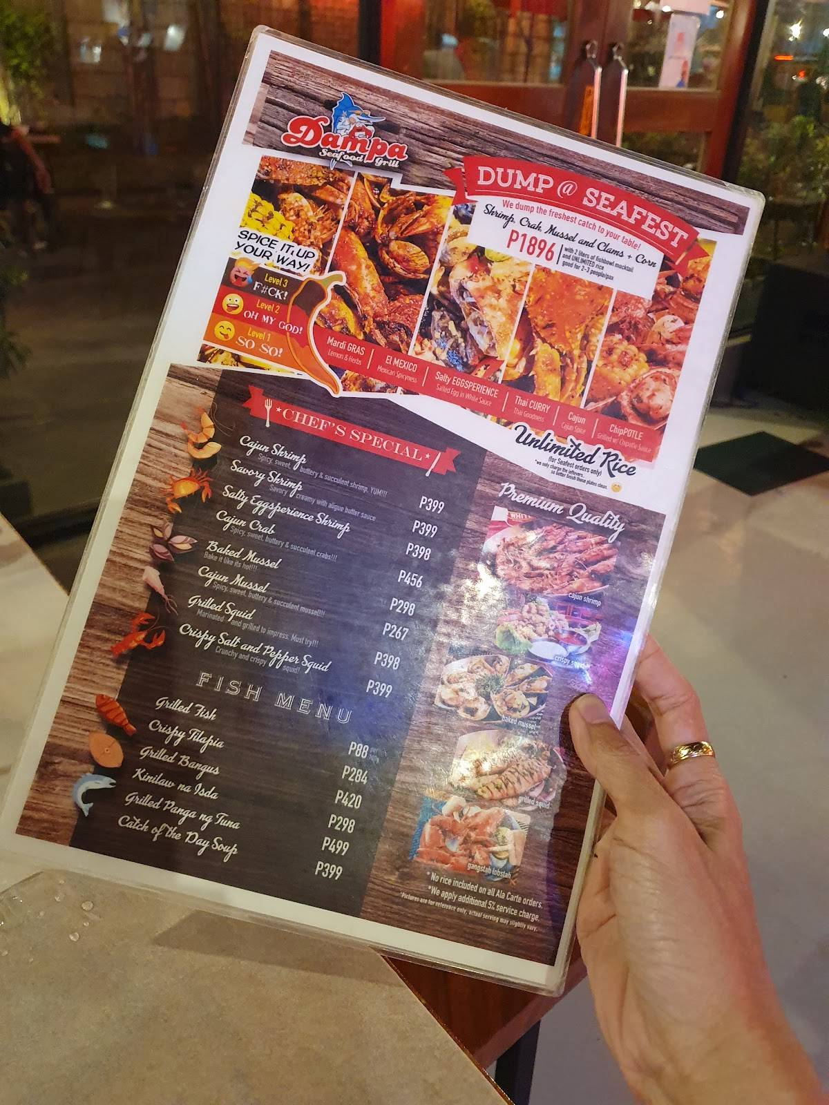 Menu at Dampa Seafood Grill - Tomas Morato restaurant, Quezon City