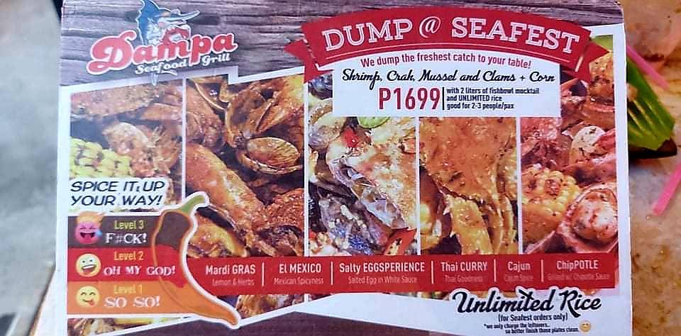 Menu at Dampa Seafood Grill - Tomas Morato restaurant, Quezon City