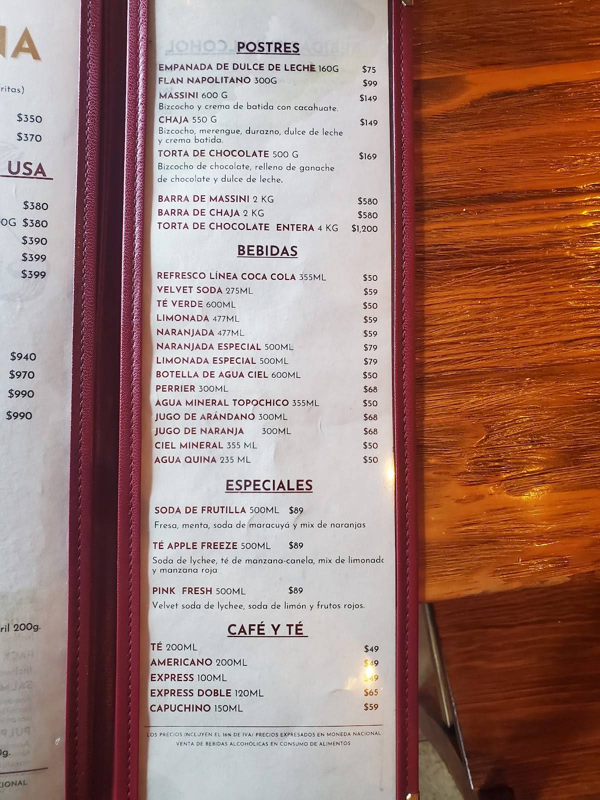 Carta del restaurante Don Asado Coapa, Ciudad del México