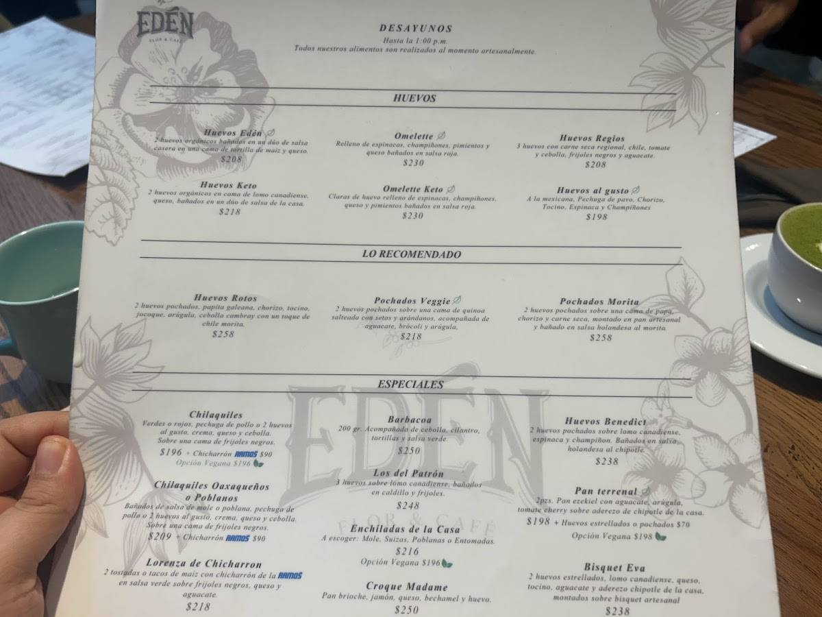 Carta de EDÉN FLOR Y CAFÉ, Monterrey