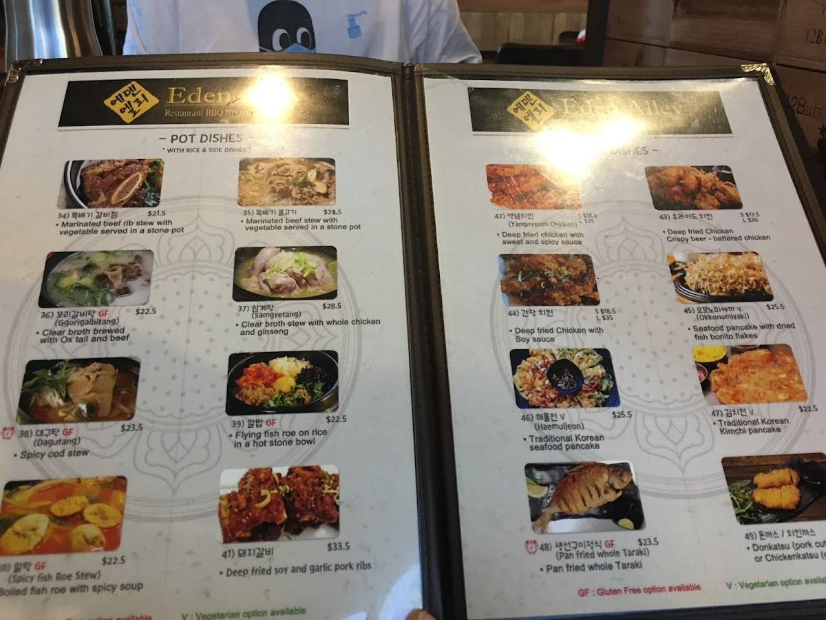 Menu at Eden Alley Korean Restaurant and Café, Christchurch