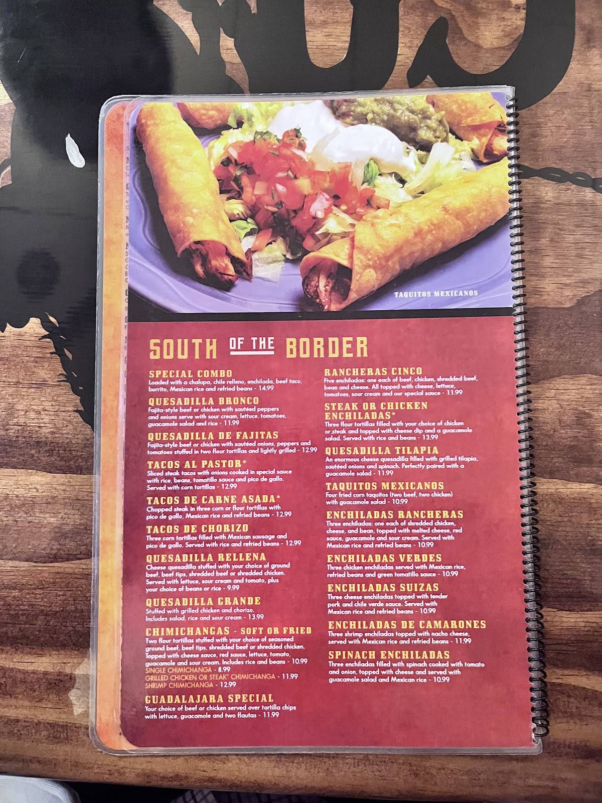 Menu at El Bronco West restaurant, Richmond