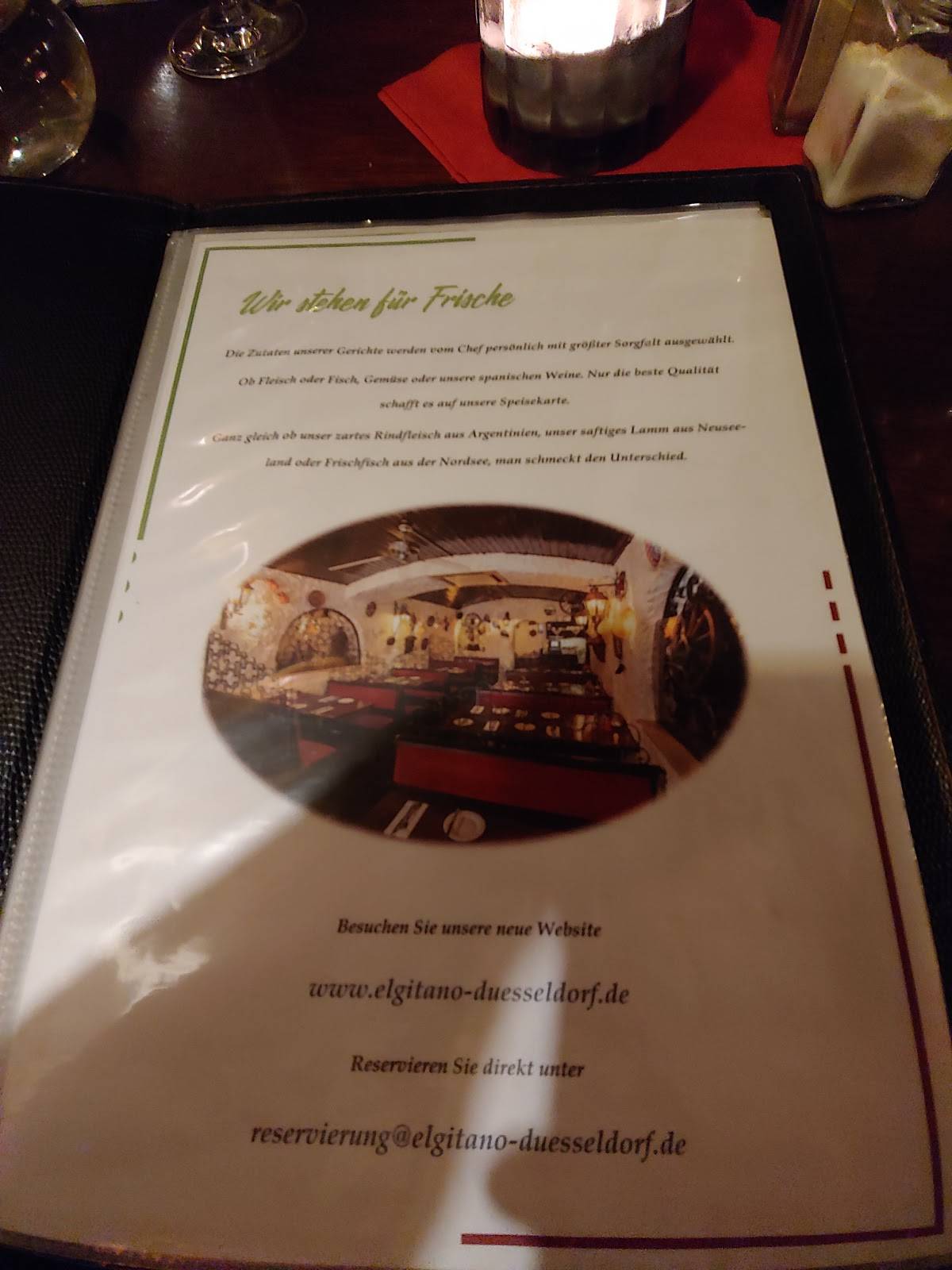 Carta de Restaurant El Gitano, Düsseldorf