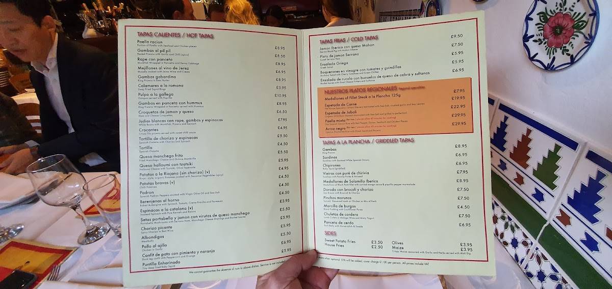Menu at El Meson De Los Hermanos restaurant, Weybridge