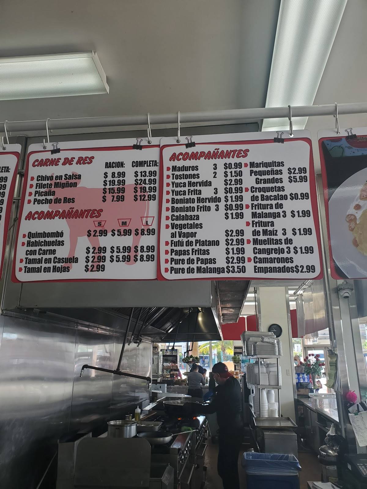 Carta del restaurante El Palacio del los Jugos, Miami, SW 27th Ave