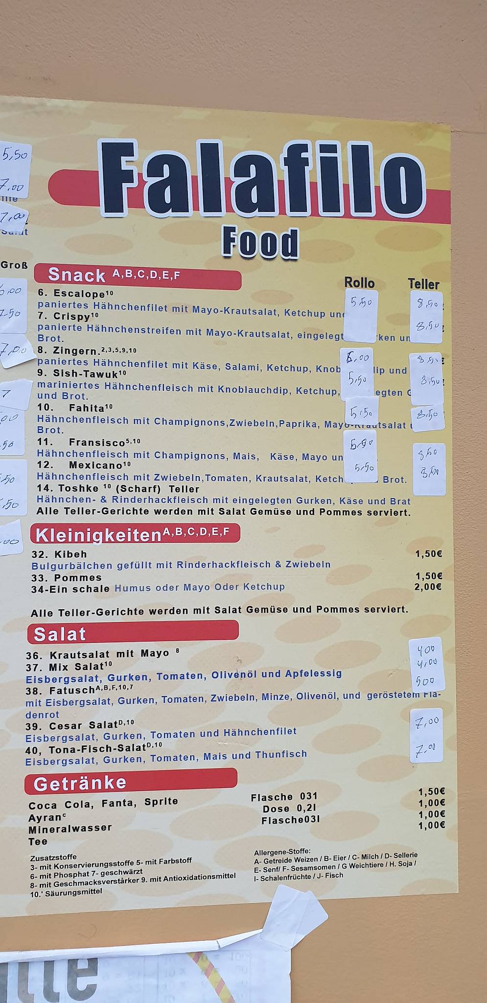 Speisekarte von Falafilo Food restaurant, Lingen (Ems)