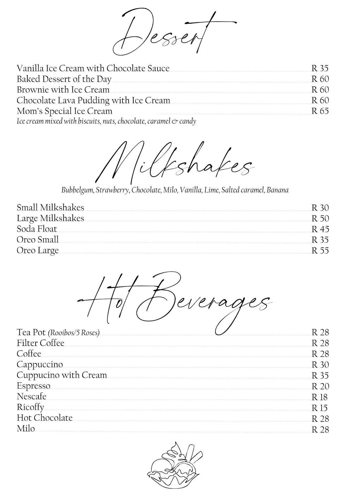 Menu at Feathers Restaurant Hanover NC, Hanover