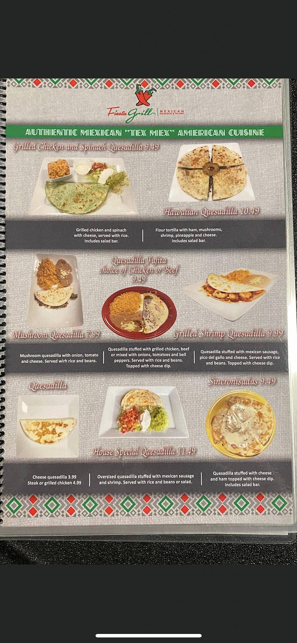 Menu at Fiesta Grill Mexican restaurant & Tex-Mex, Ripley