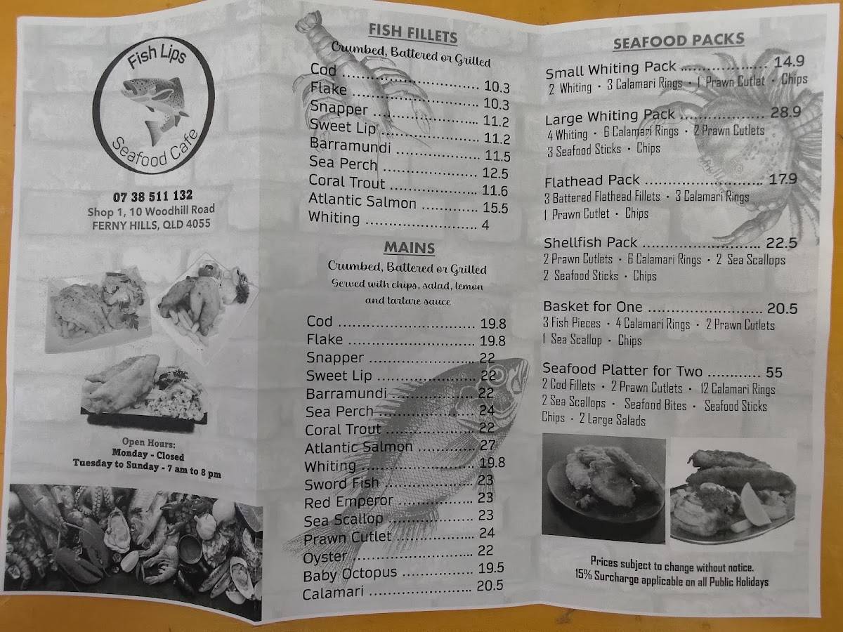 Menu at Fish Lips (Ferny Hills) restaurant, Ferny Hills