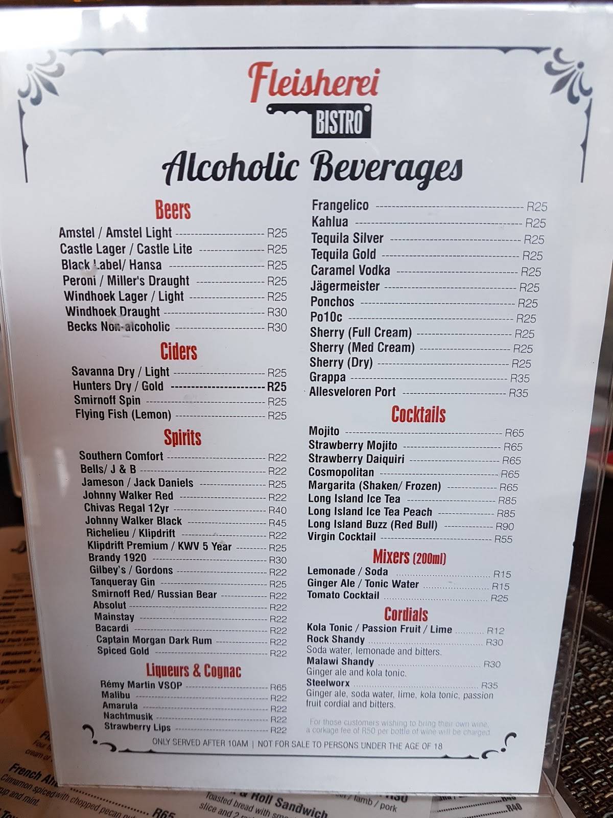 Menu at Fleisherei Bistro - Restaurant, Centurion