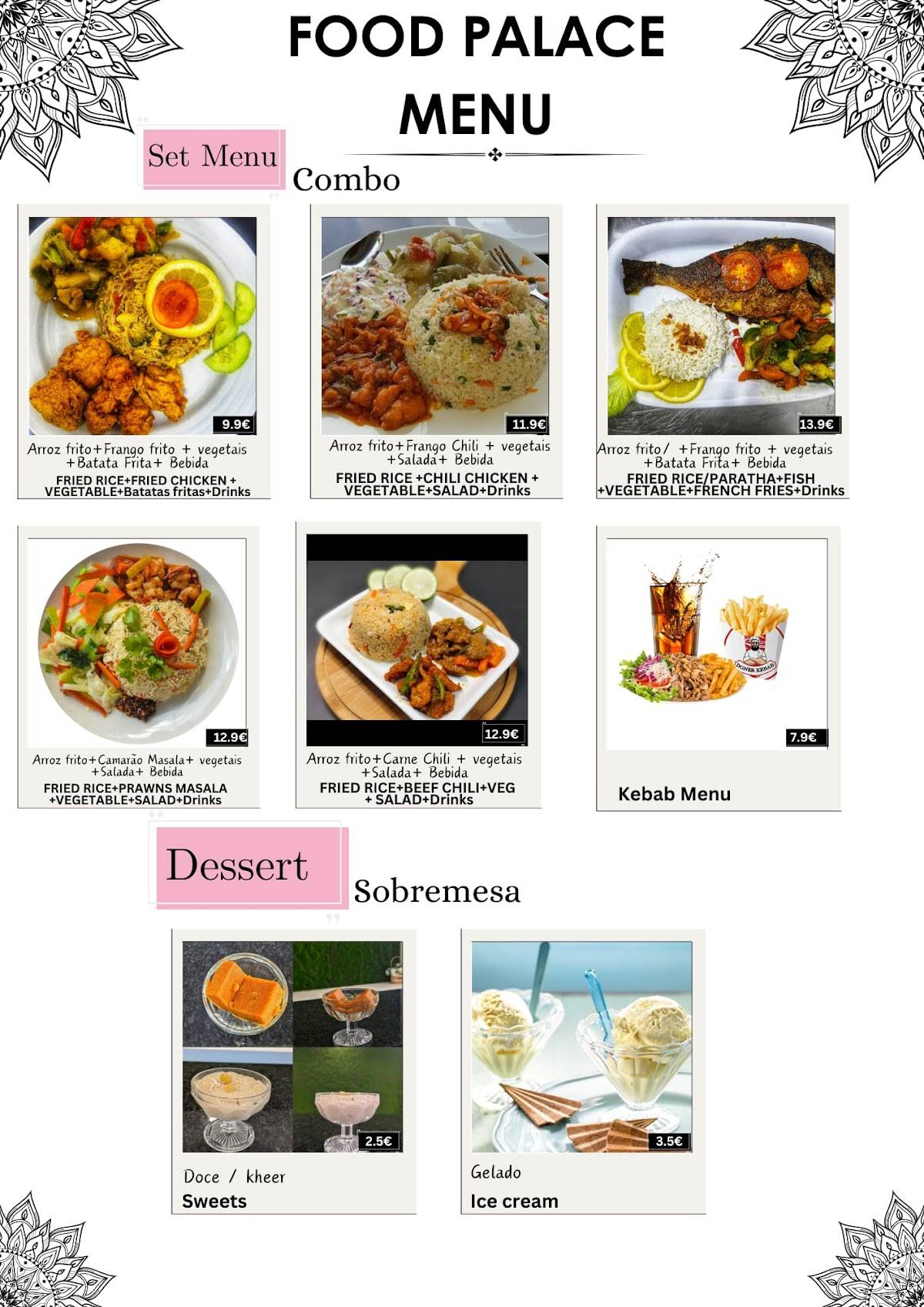 Menu at Food Palace Halal Restaurante, Porto