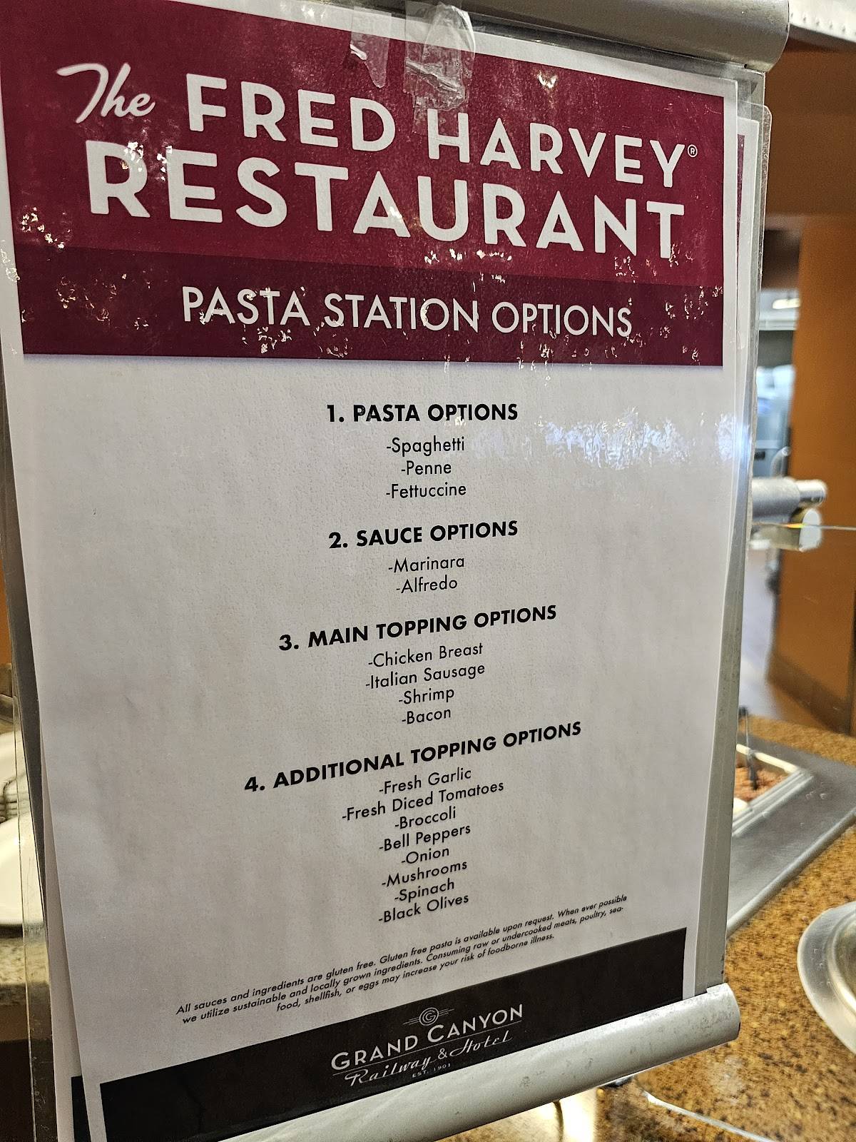 Menu at Fred Harvey Restaurant, Williams