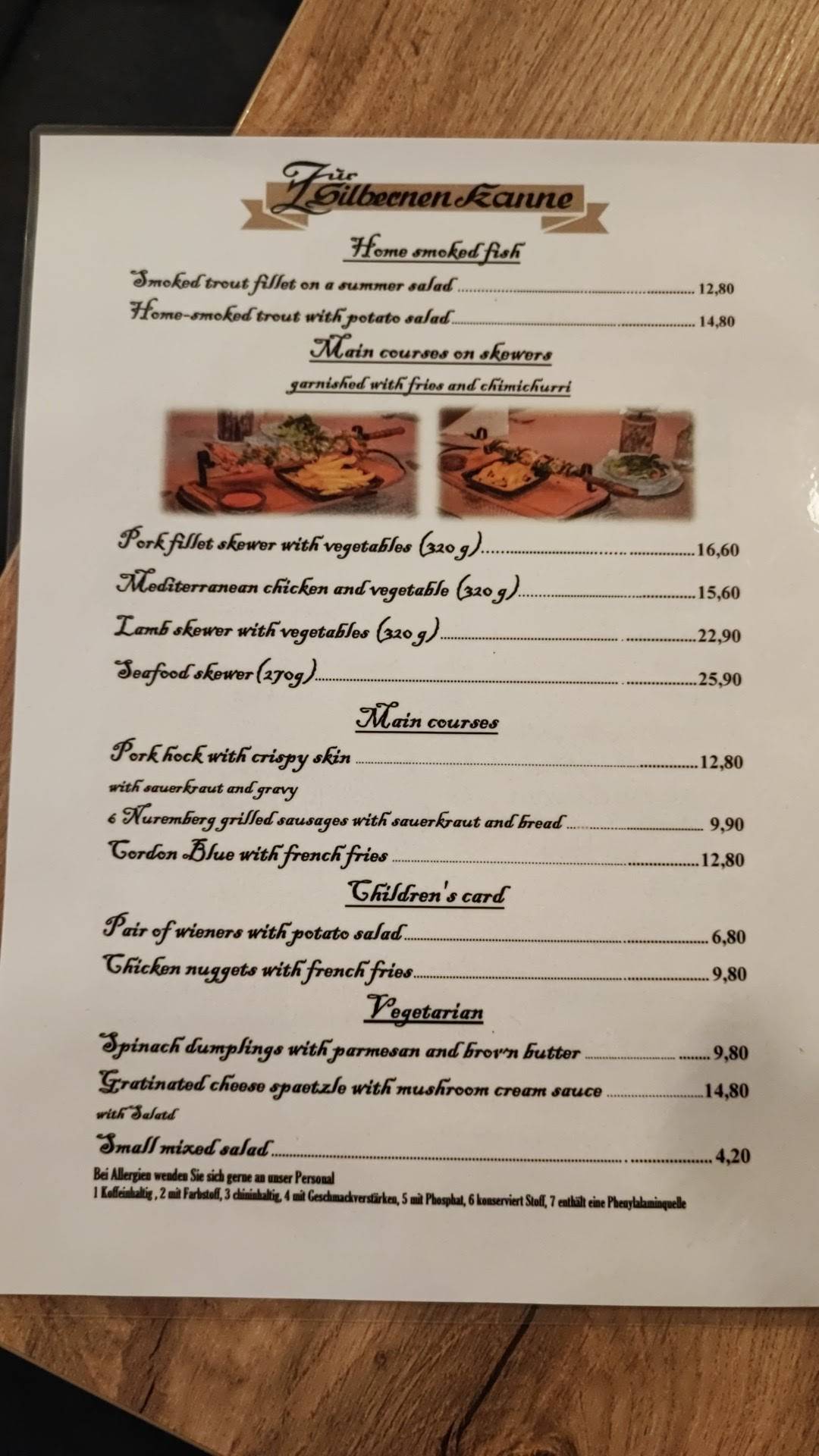Speisekarte von Restaurant Gasthaus und Café Zur Silbernen Kanne ...