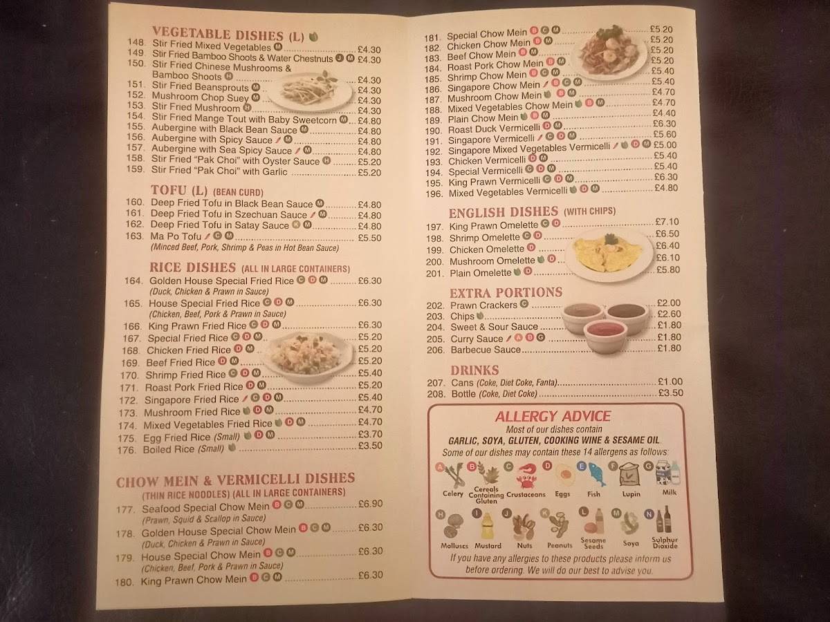 Menu at Golden Fortune restaurant, Ramsgate