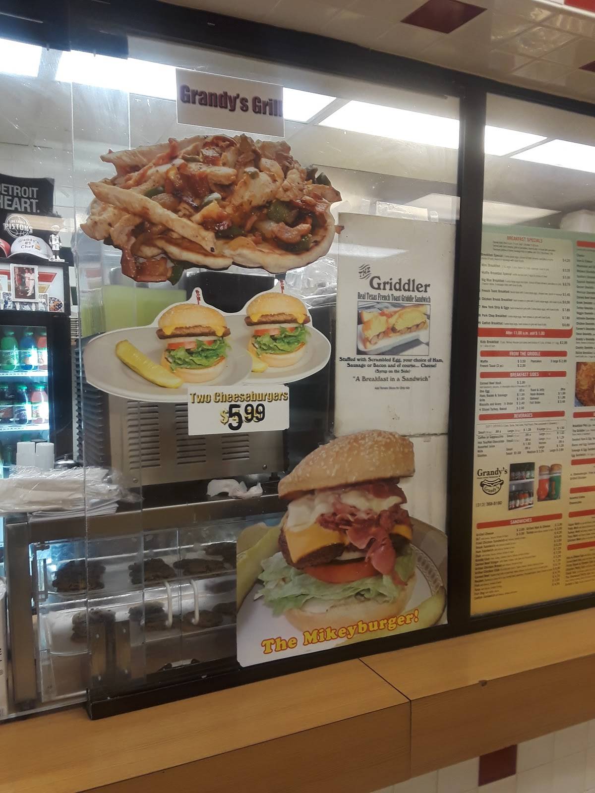 Menu at Grandy's Coney Island restaurant, Detroit, Outer Dr E