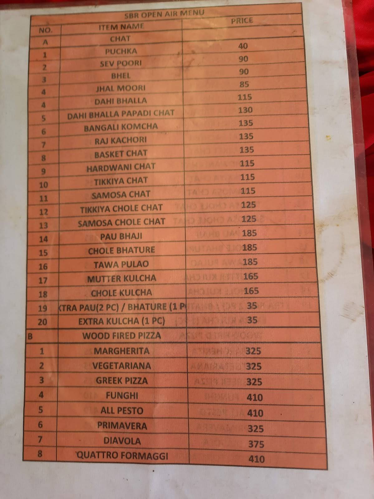 Menu at Gwalbhog SBR, Ahmedabad