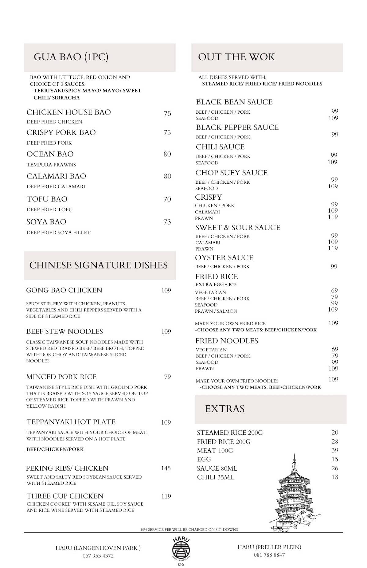 Menu at HARU Sushi & Bubble Tea Preller restaurant, Bloemfontein